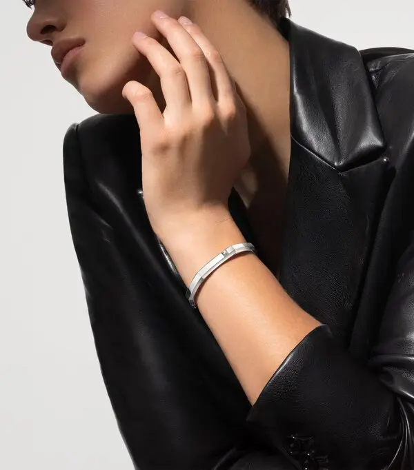 Messika Moderniste Medium White Gold And Diamond Bangle - Silver