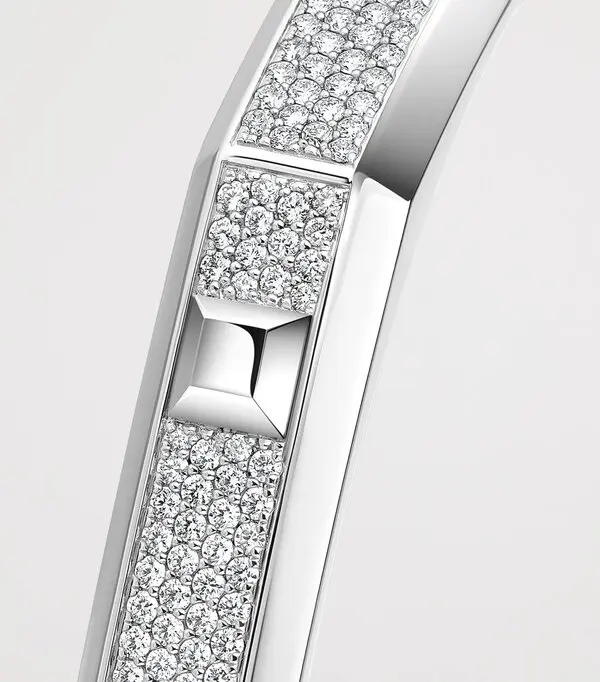 Messika Moderniste Medium White Gold And Diamond Pavé Bangle - Silver