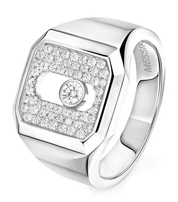 Messika Move Joaillerie White Gold And Diamond Pavé Signet Ring - Silver