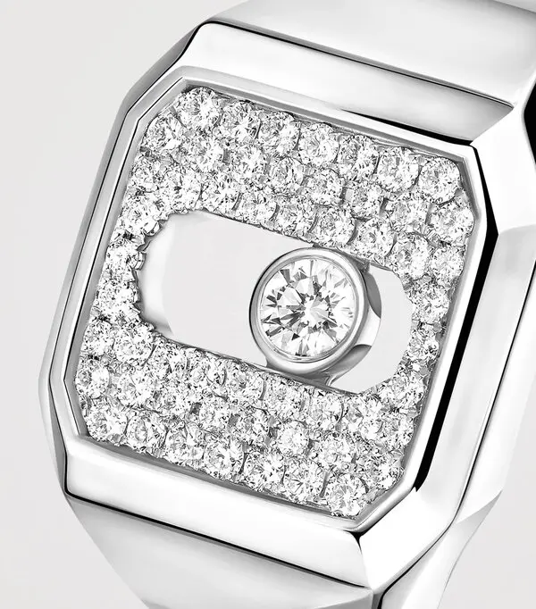 Messika Move Joaillerie White Gold And Diamond Pavé Signet Ring