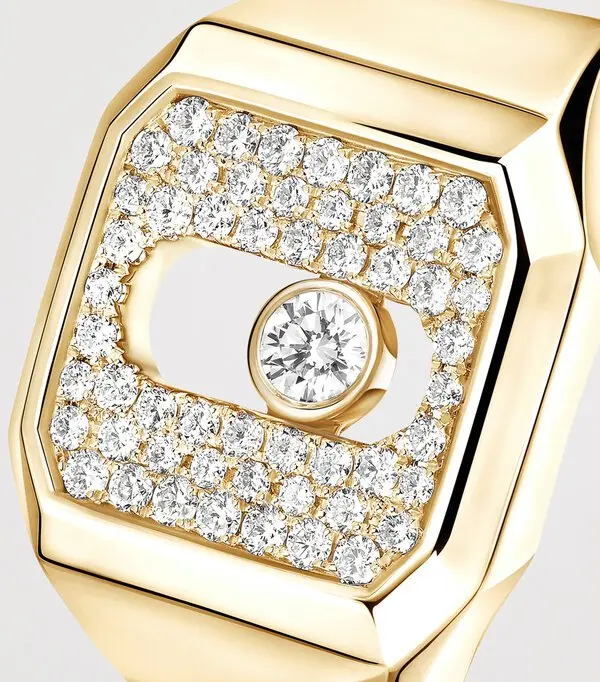 Messika Move Joaillerie Yellow And Diamond Pavé Signet Ring