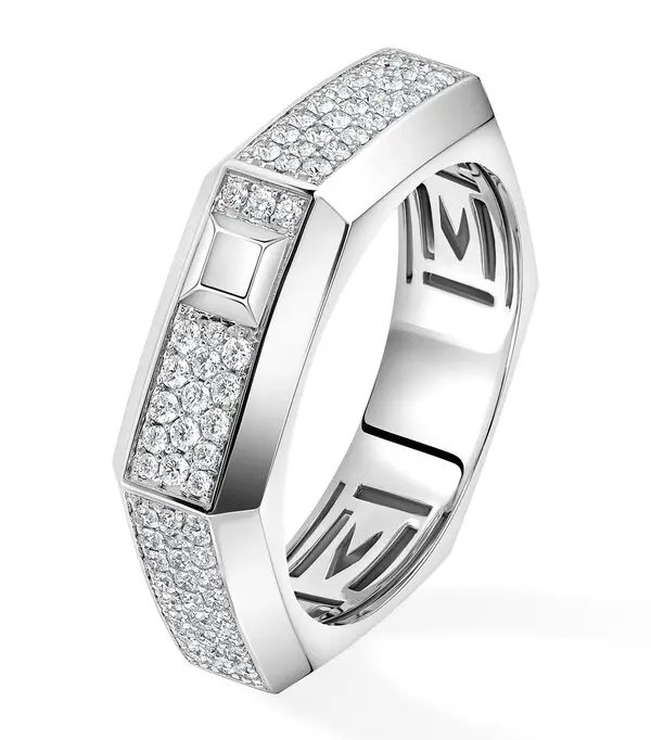 Messika Moderniste White Gold And Diamond Medium Pavé Ring - Silver
