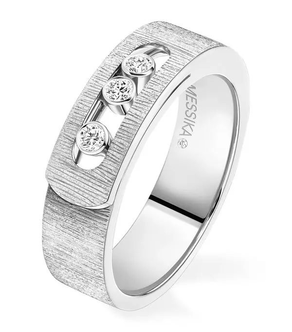 Messika Move Noa Diamond And White Gold Chiselled Ring - Silver