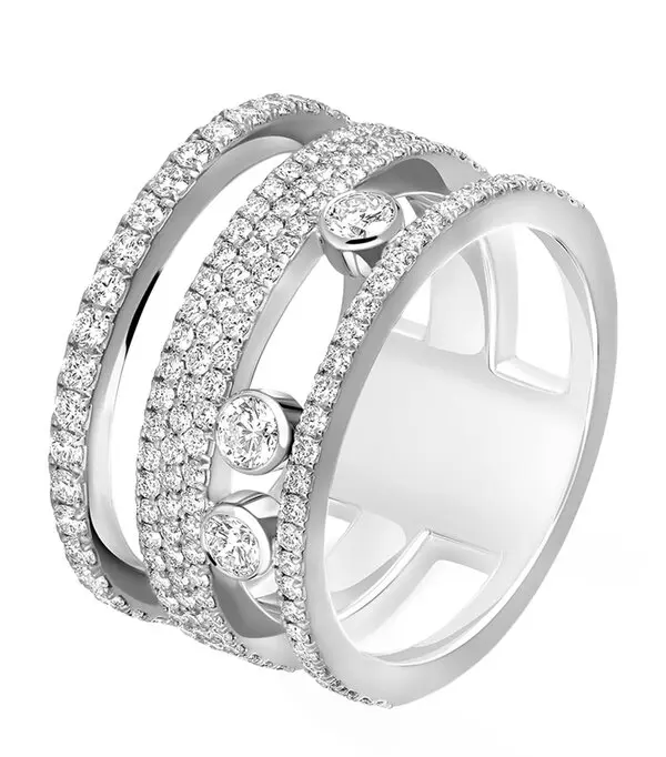 Messika Move Romane Large Ring In White Gold And Diamonds - Silver