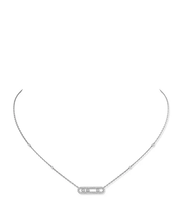 Messika Move Classique White Gold And Diamond Pavé Necklace - Silver