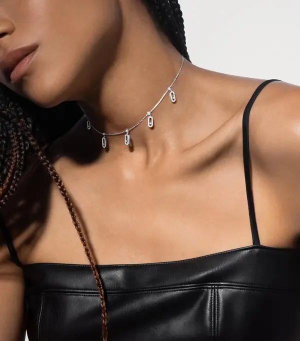 Messika Move Uno White Gold And Diamond Pavé Necklace - Silver