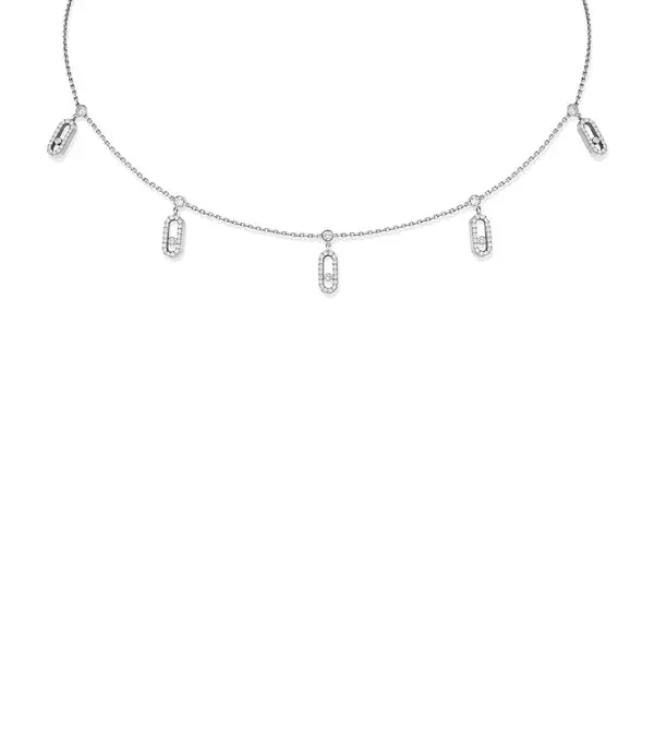 Messika Move Uno White Gold And Diamond Pavé Necklace - Silver