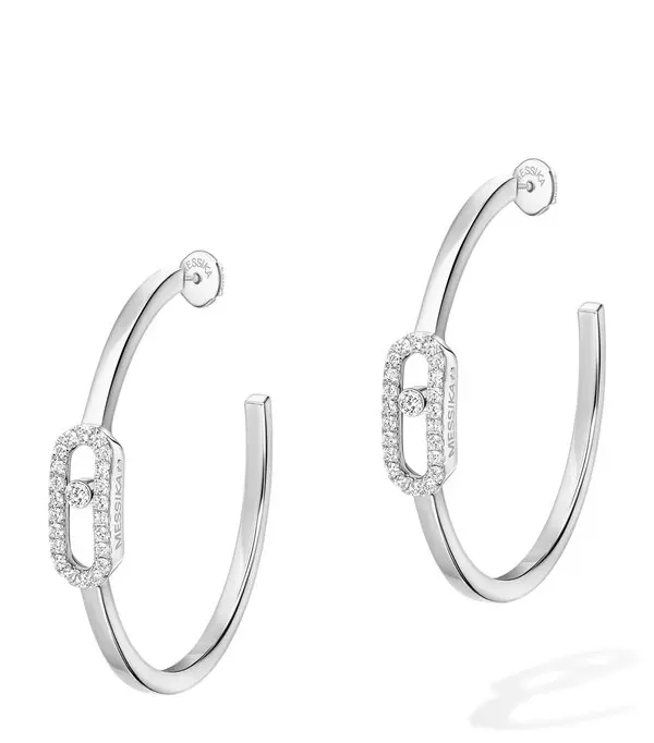 Messika Move Uno Diamond Hoop Earrings In White Gold - Silver