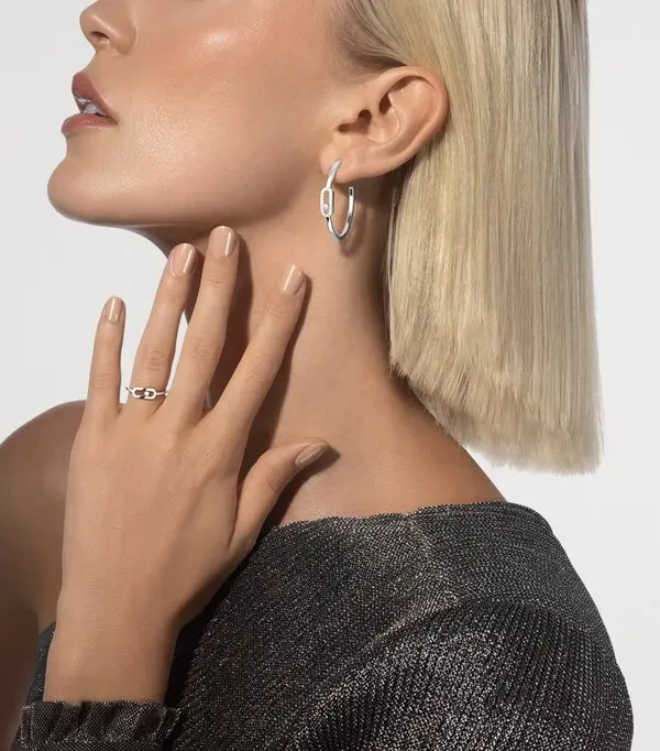 Messika Move Uno Diamond Hoop Earrings In White Gold