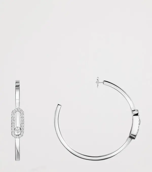 Messika Move Uno Diamond Hoop Earrings In White Gold