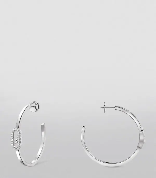 Messika Move Uno Diamond Hoop Earrings In White Gold