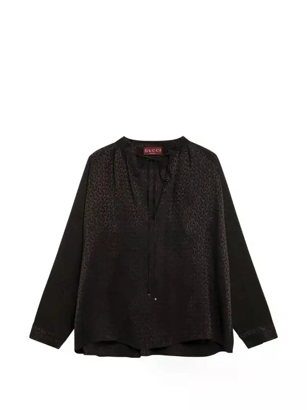 Gucci Horsebit Jacquard Silk Shirt - Brown