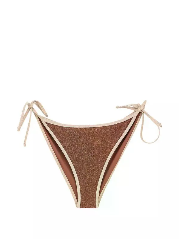 MC2 SAINT BARTH Virgo Glitter-effect Side-tie Bikini Bottoms - Brown