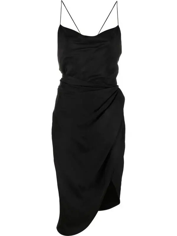 Gauge81 Asymmetric Draped Silk Dress - Black