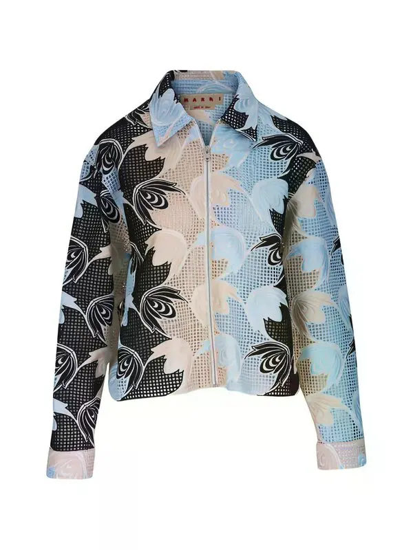 Marni Floral Embroidered Mesh Jacket - Blue