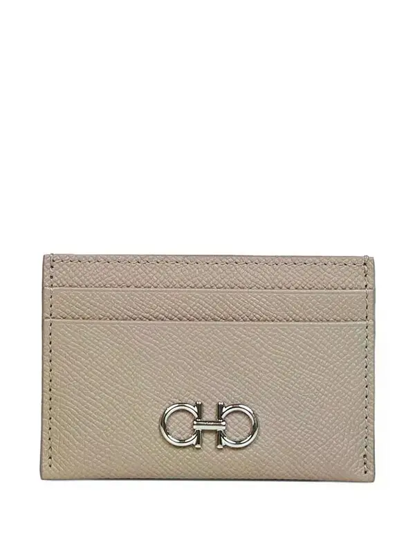 FERRAGAMO Gancini Leather Card Holder - Neutrals