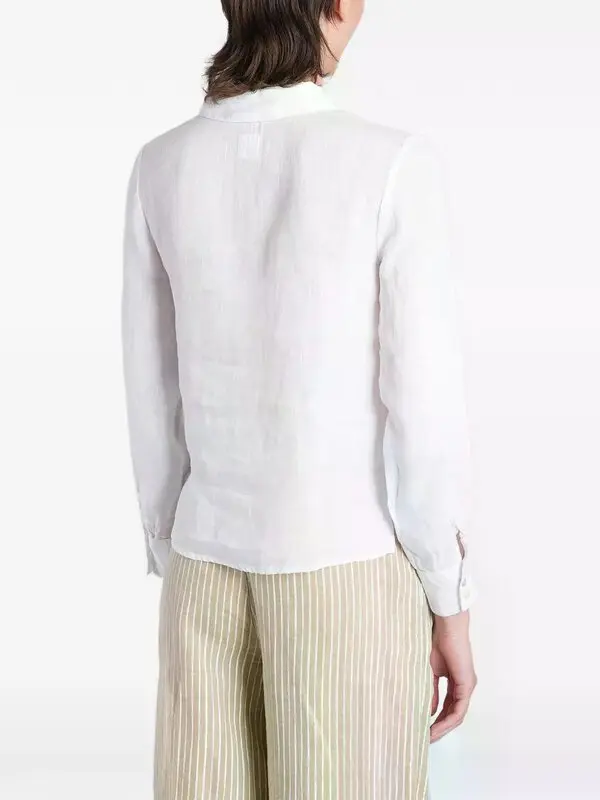 120% Lino Tie-front Long-sleeve Shirt