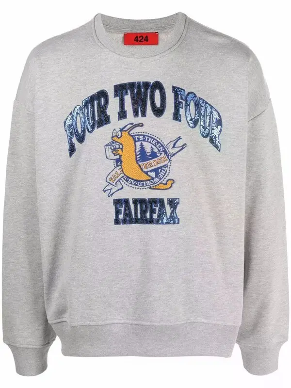 424 Embroidered Varsity-style Sweatshirt