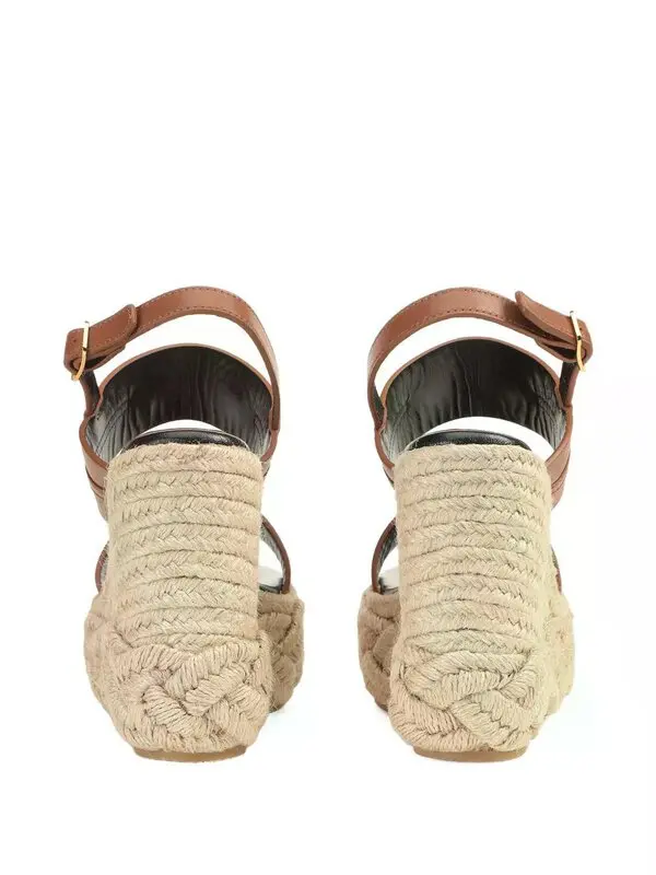 SERGIO ROSSI Gold-tone Hardware Leather Wedge Sandals