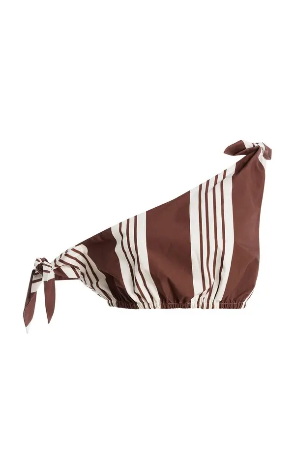 Posse Rosie Striped Cotton Tie Top - Brown