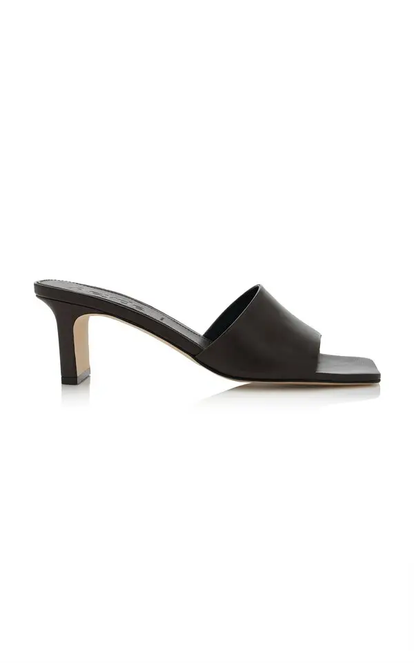 AeydĒ Jessie Leather Block Heel Mules - Brown