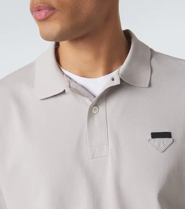 Prada Layered Cotton Pique Polo Shirt - Grey