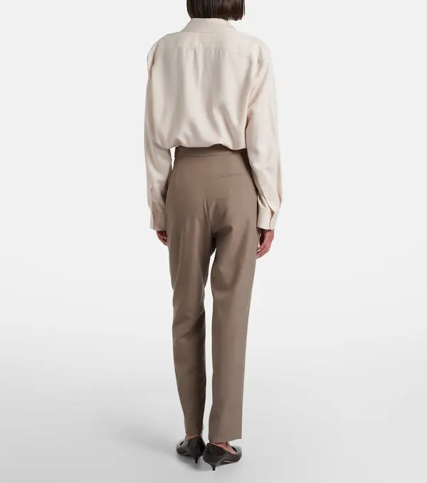 THE ROW Eranza Wool Straight Pants - Grey