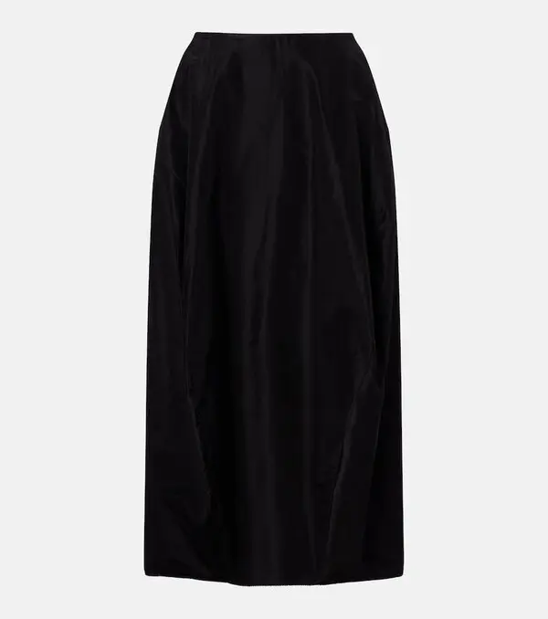 THE ROW Galyra Cotton And Silk Satin Midi Skirt - Black