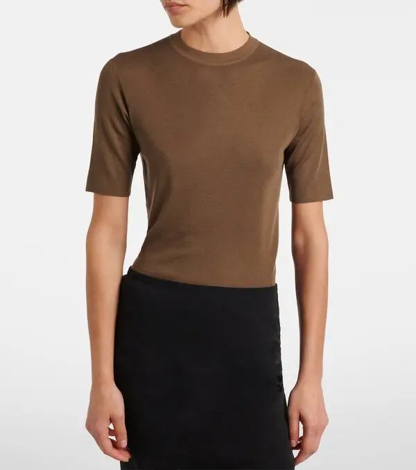 THE ROW Ozzi Silk-blend T-shirt - Brown