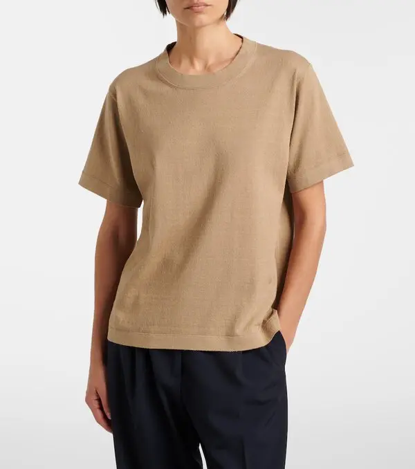 THE ROW Orlan Cotton And Silk-blend T-shirt - Beige