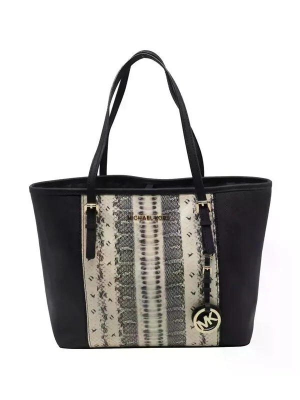 Michael Kors Saffiano Leather Anaconda-print Tote Bag - Black