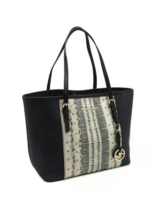 Michael Kors Saffiano Leather Anaconda-print Tote Bag - Black