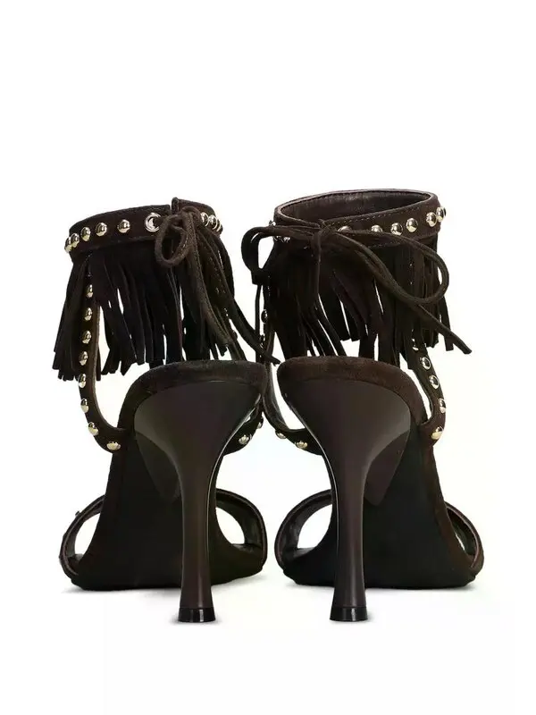 MARC ELLIS Fringed Stud-embellished Sandals - Brown