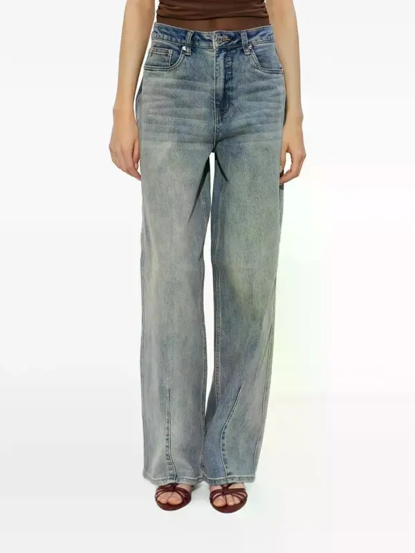 GESTUZ Slit-detail Wide-leg Jeans