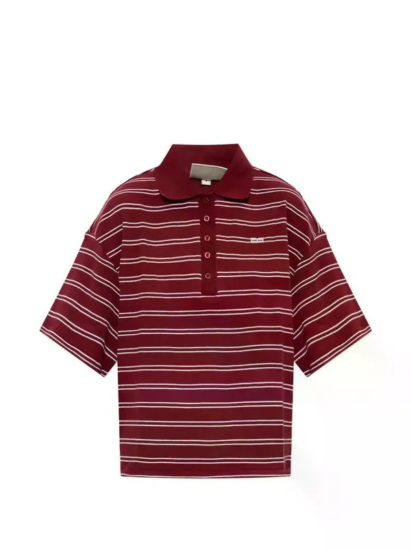 GESTUZ Striped Short-sleeve Polo Shirt - Red