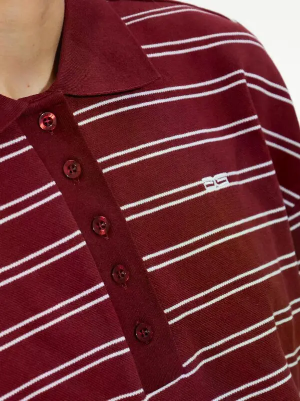 GESTUZ Striped Short-sleeve Polo Shirt - Red