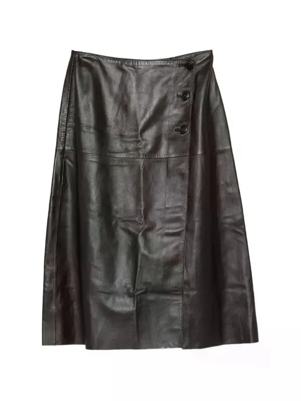 YVES SALOMON Lambskin Wrap Skirt - Brown