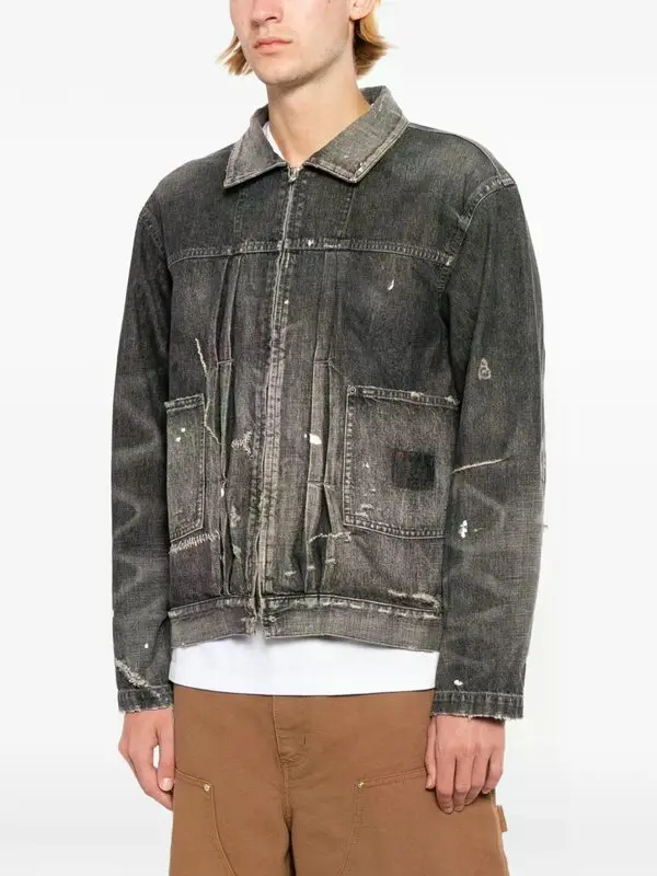 NEIGHBORHOOD Distressed Paint-splatter Denim Jacket