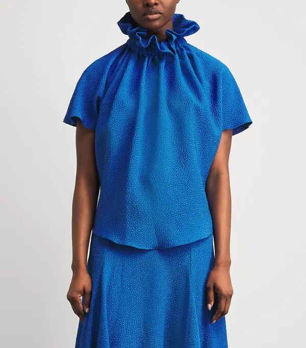 EDELINE LEE Jacquard Ruff Blouse