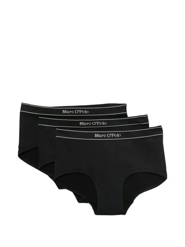 Marc O'polo Logo-waistband Ribbed Briefs - Black