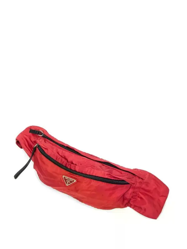 Prada Logo Plaque Belt Bag - Red