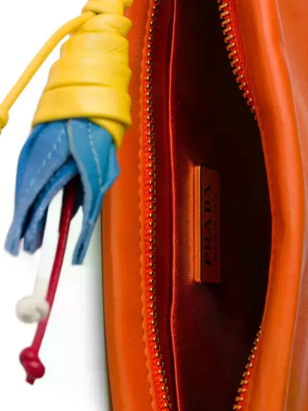 Prada Nappa Leather Zipper Pouch - Orange