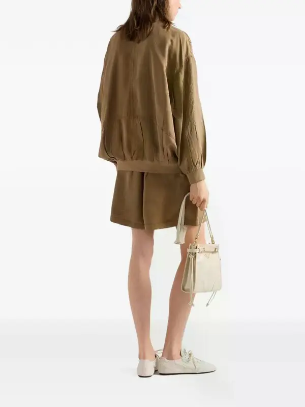 Prada Silk Drawstring Shorts - Neutrals