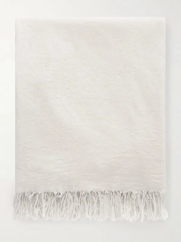 THE ROW Parla Fringed Cotton Scarf - Gray