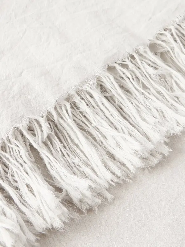 THE ROW Parla Fringed Cotton Scarf - Gray