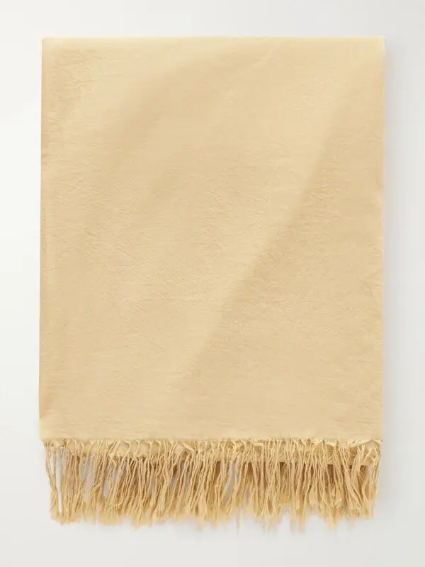 THE ROW Parla Fringed Cotton Scarf - Neutrals