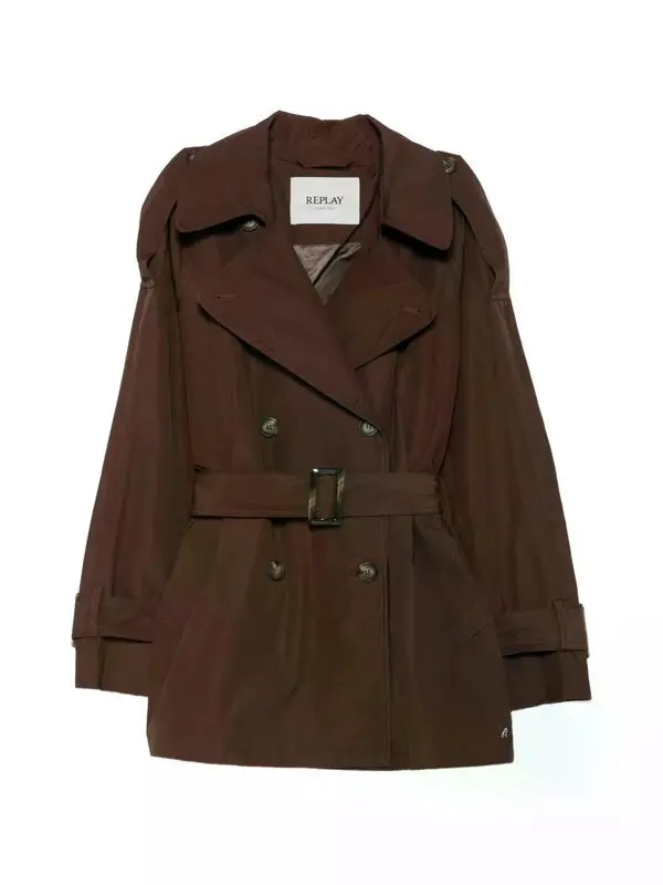 REPLAY Double-breasted Belted Trench Coat