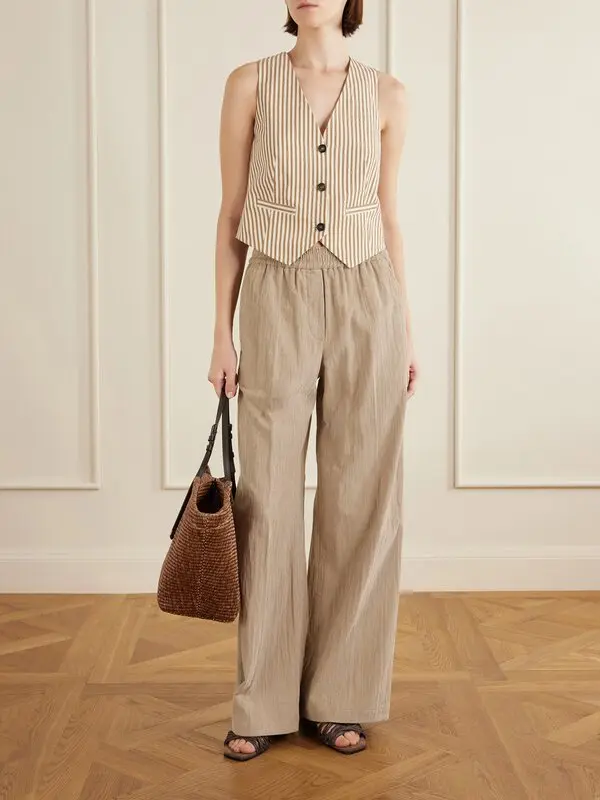 Brunello Cucinelli Striped Cotton-blend Seersucker Vest