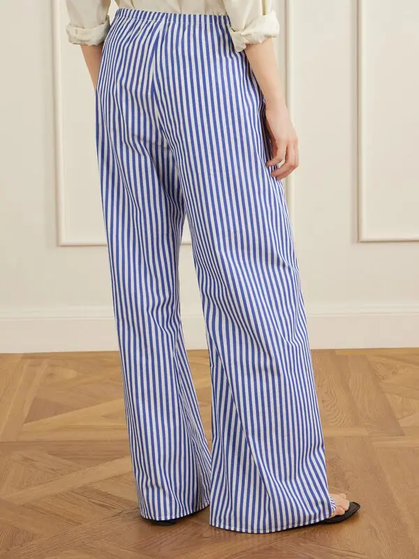 LA LIGNE Striped Cotton Wide Leg Trousers