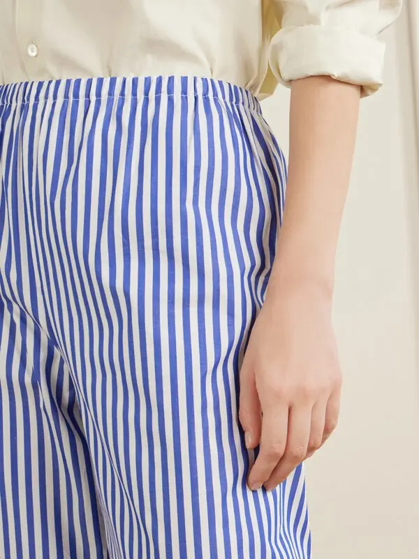 LA LIGNE Striped Cotton Wide Leg Trousers